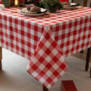 essifunia waterproof checkered tablecloth fabric - rectangle 58x84 inch classic gingham buffalo plaid table cloth for indoor/outdoor use - washable table cover for kitchen, bbqs, and parties