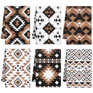 breling set of 6 western aztec kitchen towels vintage themed dish towel bathroom decorative rustic cloths tea towels for kitchen bathroom home cooking housewarming gifts, 14 x 21 inch