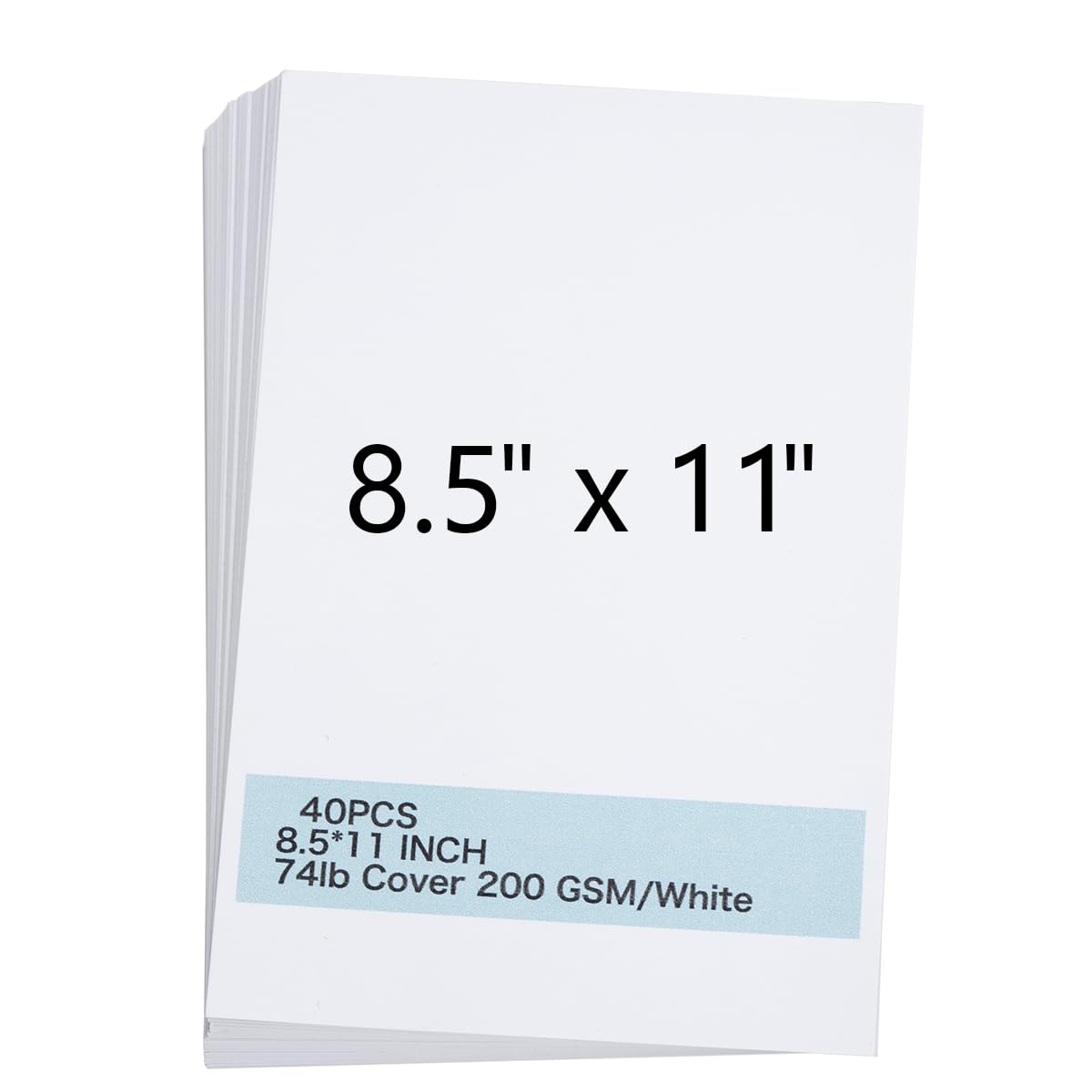 SUMERX 40 Pieces 8.5" x 11" White Cardstock, Heavyweight Cardstock Sheets Blank Invitation Paper Greeting Cards Printable, 74lb Cover 200 GSM/White