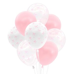 xo, fetti party decorations pink latex bow balloons - 24 pk, 12" | bachelorette decorations, bow theme birthday party, bridal engagement decor, coquette cute supplies