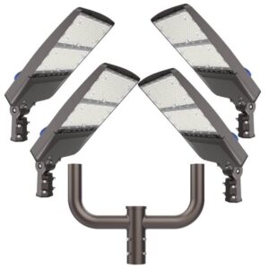 hyperlite 4pack parking lot light 300w and 1pack double bullhorn bracket