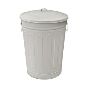 plexon 13-gallon beige galvanized steel round trash can with lid