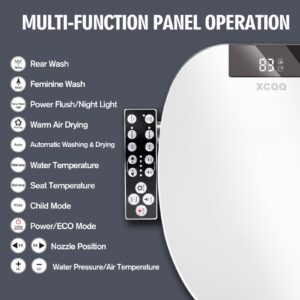 XCQQ Bidet Toilet Seat Round, Unlimited Warm Water, Heated Toilet Seat, Warm Air Dryer, Rear and Feminine Washing, Soft Closed Toilet Lid, Night Light, Smart Toilet Seat with Bidet Requires Outlet