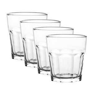 cristar lisboa rocks glasses, set of 4 classic everyday drinking glasses, 12oz cups for kitchen, dishwasher-safe, lead-free, ideal for water, juice, whiskey, and cocktails. made in columbia., clear