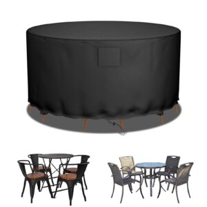 falflor round patio furniture cover 600d oxford outdoor round table and chair cover waterproof round table cover windproof anti-uv garden furniture cover 84''d x 28''h