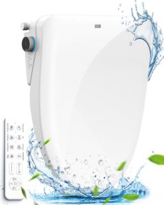 ilid smart pro bidet toilet seat, electric elongated ecoseat with full function, auto open/close, auto flush, female wash and rear wash, remote control, 2 year warranty