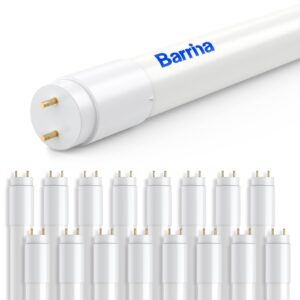 barrina t8 led bulbs 4 foot, led bulbs 4ft 5000k, plug & play or ballast bypass, fluorescent replacement, 18w 2300lm, single-end & dual-end, 16 packs