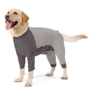 parderry dog recovery suit for surgery dog onesie for female and male e-collar alternative anti shedding pajamas long sleeve claming bodysuit gray xxl