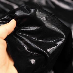 1 yard metallic foil stretch fabric, 4 way stretch spandex, glitter sewing fabric by the yard, black lame fabric, 36”x59”, a20