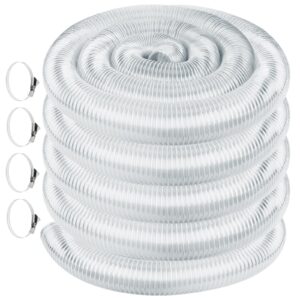 aisimee heavy pvc 4" x 50' dust collection hose,flexible clear debris and fume collection hose with stainless steel hose clamps for dust collectors with 4" ports, ideal for shop vacuums