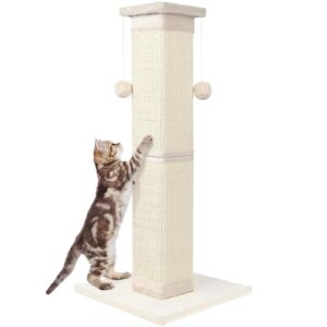 socater cat scratching post 33 inch nature sisal cat scratch post for indoor cats, large cat scratcher protect your furniture, for all breeds