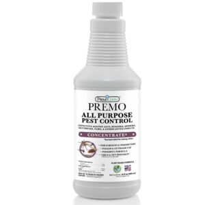 pest control by premo guard – 16 oz concentrate makes up to 2.5 gal – bug, roach, fleas, fruit fly, ant, spider killer – effective plant based – child and pet safe