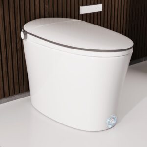 deervalley smart toilet, one piece bidet toilet for bathrooms,modern elongated toilet with warm water sprayer & dryer, foot sensor operation, heated bidet seat with remote control