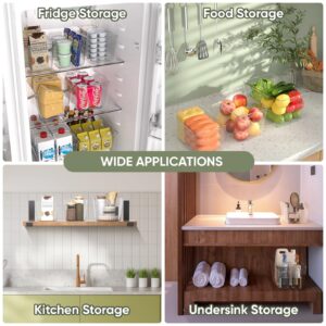 BALEINE Refrigerator Organizers and Storage Bins, 6 PK Plastic Clear Storage Bins, BPA Free Freezer Organizer Stackable Storage Bins with Handles for Fridge Kitchen Cabinet Bathroom (9.5x5.5x4.5)