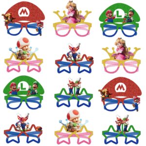 superhero paper party glasses birthday decorations, game brothers party favors photo props for boys girls birthday gift (12pcs)