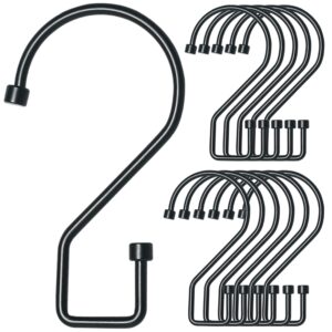 aniasom 12pcs s hooks hanging 4 inch heavy duty large s hooks, reversible black metal s shaped hooks, utility hooks, heavy duty hanging hooks for kitchen, bathroom, garden, indoor, outdoor