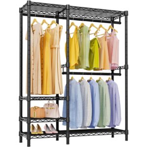 vipek v2i garment rack for hanging clothes, portable closet system with 4 adjustable shelves & 2 hanging rods, heavy duty metal clothes rack, freestanding wardrobe closet rack, max load 700lbs