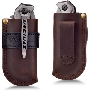 sogcase leather knife sheath belt series - durable, well made, nice leather, easy and quick access to the knife, suitable for most folding knives, darkbrown