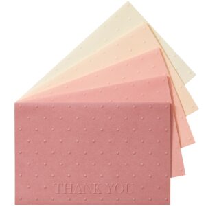 crisky embossed thank you cards (50 pack) with envelopes & stickers thank you greeting notes bulk for birthday, baby shower,bridal shower, wedding, graduation shade of dusty rose