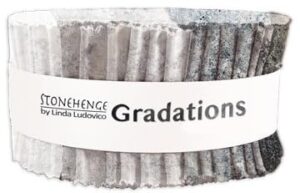 northcott jelly roll - stonehenge by linda ludovico gradations graphite grays greys 2.5"" strips roll-up bundle quilter's cotton fabric precuts (sgrad40-99) m534.22