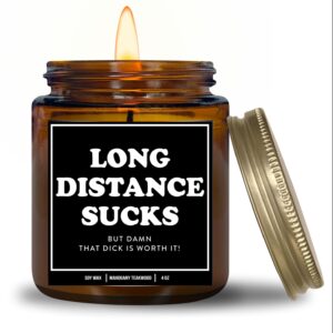 younique designs long distance candle, 4 ounces, long distance relationship gifts, i miss you gift for him, white all natural soy vegan aromatherapy candles (mahogany teakwood a 4 oz)