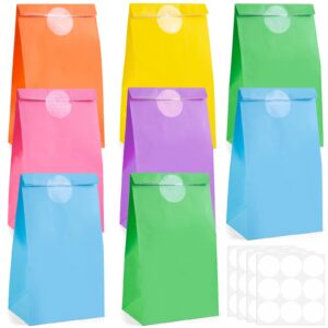 vgoodall 36pcs solid color paper bags, neon colored gift bags party favor treat bags goodie bags for birthdays baby showers crafts wedding 6 colors