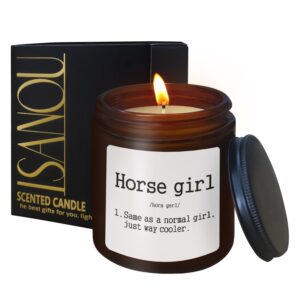 isanou horse girl definition candle,horse lover horse rider girls gifts,equestrian gifts for girls,cedar fragrance scented candles,8 oz (lavender)