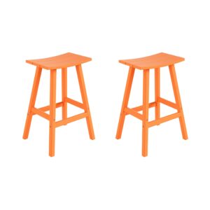 costaelm all-weather bar stools set of 2, 29" height outdoor bar stools, adirondack poly patio bar stool for patio, deck, kitchen counter and garden, orange