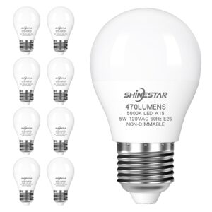 shinestar 8-pack ceiling fan light bulbs, 40w equivalent, 5000k daylight, a15 led bulb with e26 base, non-dimmable