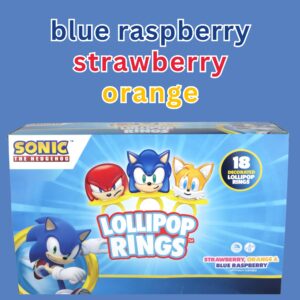 Imaginings 3 Sonic the Hedgehog Individually Wrapped Lollipop Rings, Knuckles and Tails Decorated Candy, Birthday Party Favors, 18 Count