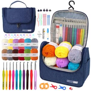 yarniss crochet kits for beginners, all in one crochet kits with 840 yards crochet yarn, 10 size ergonomic crochet hooks 2.0mm~6.5mm