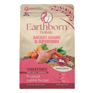 earthborn holistic unrefined roasted rabbit with ancient grains & superfoods dry food for dogs & puppies (4 lb. bag)