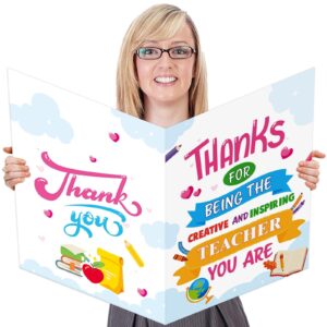 teacher thank you card from student teacher gift card teacher appreciation jumbo card, greetings teacher thank you card with envelopes for christmas gifts thank you big card large 14 x 21.26 inch