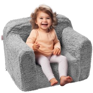 vevor kids armchair, kids sofa with high-density 25d sponge, snuggly-soft toddler chair, sherpa fabric reading couch for bedroom and playroom