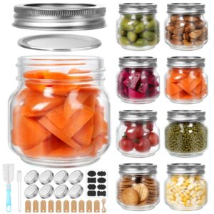 sublaga small mason jars 8 pack 8oz/250ml with regular lids, glass canning jars with labels, mini glass jars for jam jelly spice honey herbs, wedding shower favors food storage candle jars