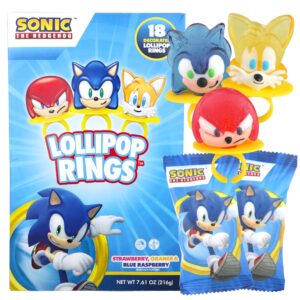 imaginings 3 sonic the hedgehog individually wrapped lollipop rings, knuckles and tails decorated candy, birthday party favors, 18 count