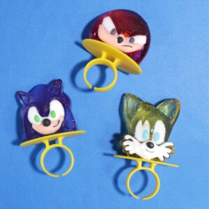 Imaginings 3 Sonic the Hedgehog Individually Wrapped Lollipop Rings, Knuckles and Tails Decorated Candy, Birthday Party Favors, 18 Count