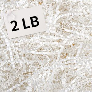 2 lb crinkle cut paper shred filler, white crinkle paper shredded paper stuffing for gift baskets box filling christmas birthday wedding anniversary stocking stuffers