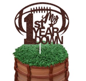 my 1st year down cake topper, american football touchdown one year birthday party decoration, sports theme baby shower / 1st birthday party decorations supplies for boys