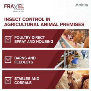 Fraxel PSP Insecticide (8 FL OZ) by Atticus (Compare to Elector PSP) Control Mites, Lice, Flies, Beetles in and Around Livestock Premises - Chicken, Horse, Sheep, Dairy Cow, Beef Cattle, Pig