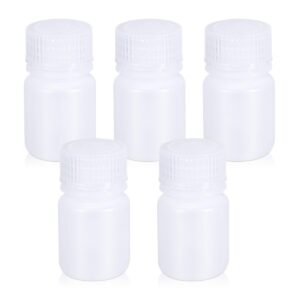 umetass 1 oz wide mouth lab reagent bottle, laboratory grade chemical container, sealed leak-proof translucent hdpe bottle, pill bottle, water sample bottle(5 pcs)