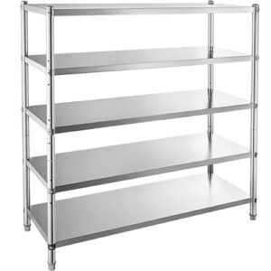 vevor stainless steel shelving 48x18.5 inch 5 tier adjustable shelf storage unit stainless steel heavy duty shelving for kitchen commercial office garage storage 330lb per shelf