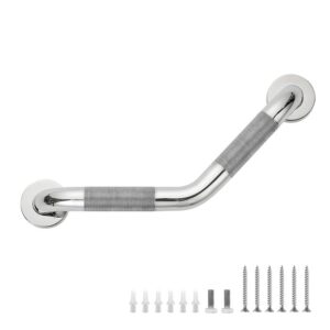 grab bars for bathtubs and showers- 1-1/4 x 16 angled shower grab bar for seniors knurled stainless steel handicap grab bars for wall (polished nickel, 1 pack)