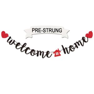 pre-strung welcome home banner, black glitter welcome home banner - pre-strung on 8 ft strand - housewarming, homecoming, & military return party decorations & decor(black welcome home)