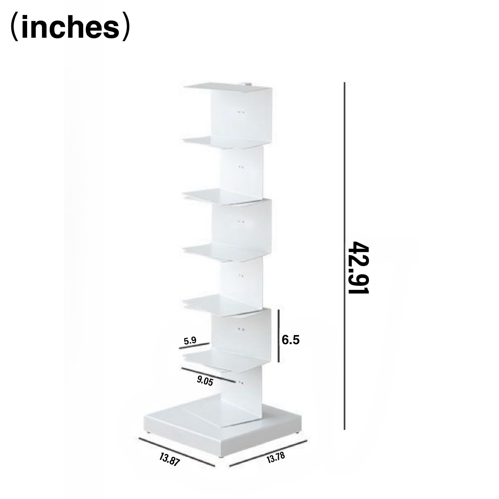 MEWWO Invisible Floating Bookshelf, Deco Black Floating Bookshelves, Metal Spine Book Tower for Living Room, Bedroom, Office, Cafe (Black,6 Layers)