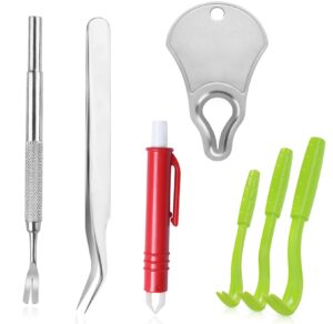 mrcopetal tick remover tool kit, stainless steel tick tweezers + remover tick key, 4 pack quick & safe tick twister removal tools for dogs cats humans