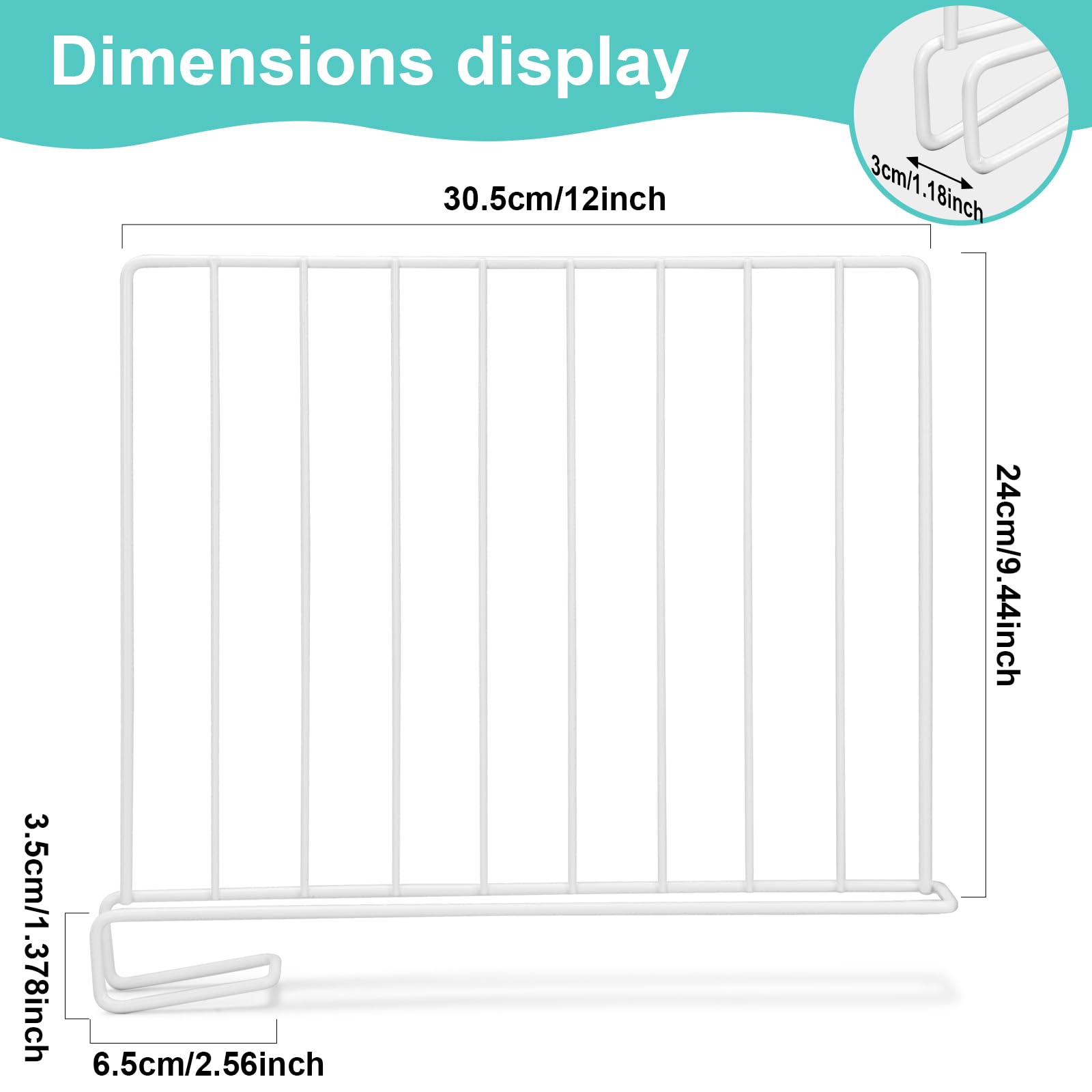 LQQBOX Shelf Dividers for Closet Organization, 8 Pack Metal Closet Shelf Dividers, Closet Shelf Organizer for Wood Closet Separator