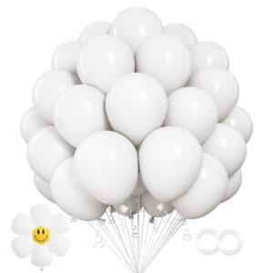 white balloons,100 pcs 12 inch white latex balloons,matte white balloons for party decoration,birthday decoration,wedding, baby shower,holiday decoration（white balloons）