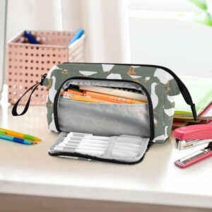 Glaphy Cute White Geese Pencil Case Large Capacity Pencil Pouch Bag Zipper Stationery Bag for Office College School