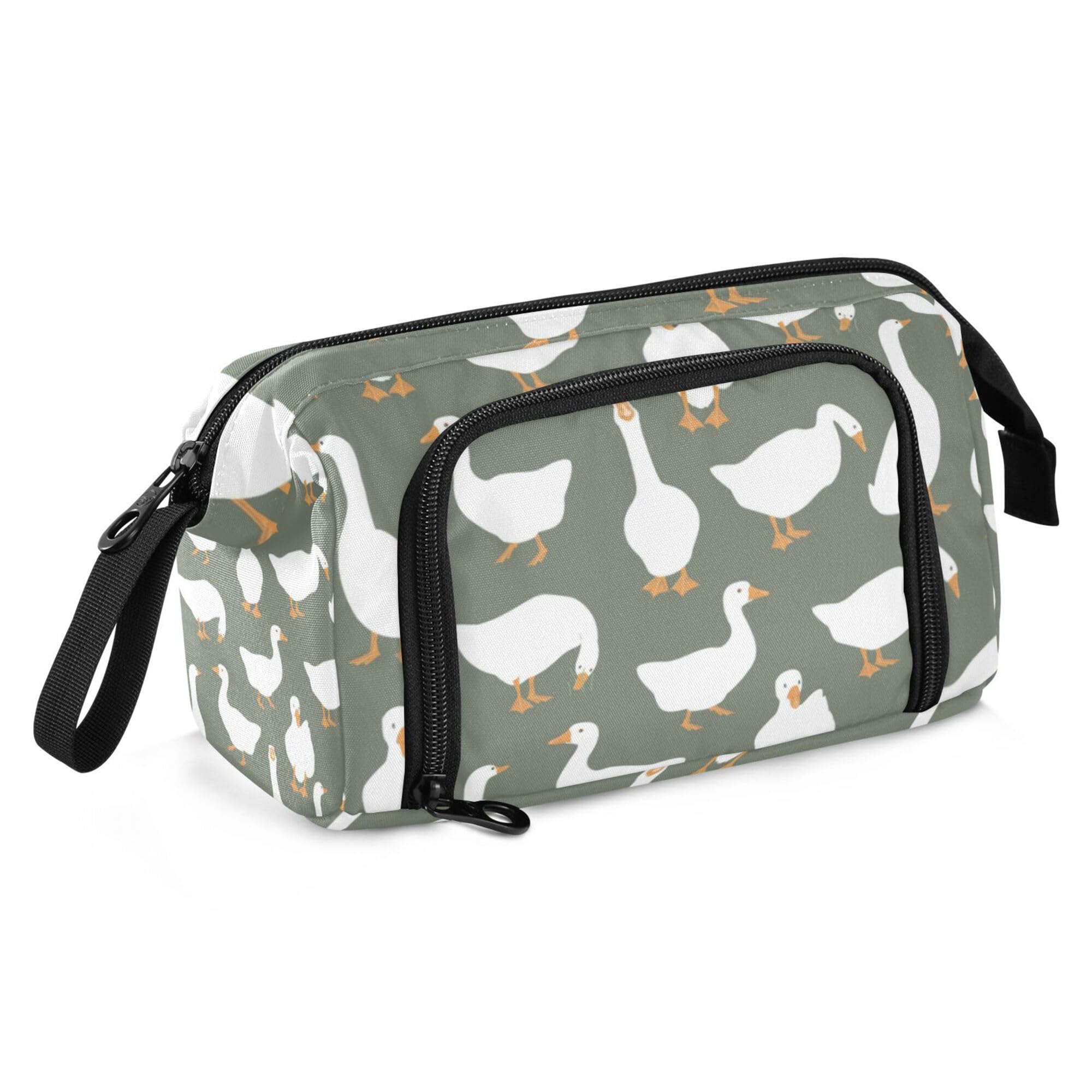 Glaphy Cute White Geese Pencil Case Large Capacity Pencil Pouch Bag Zipper Stationery Bag for Office College School